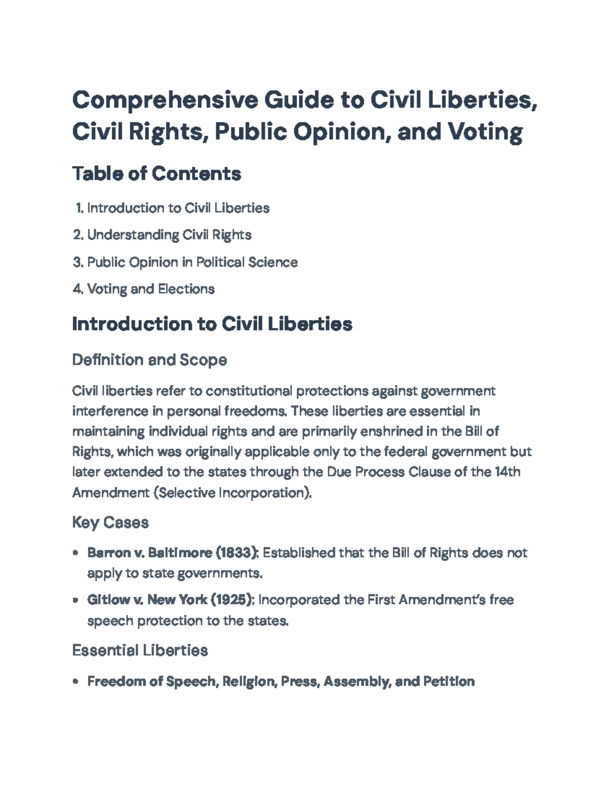 Comprehensive Guide to Civil Liberties, Civil Rights, and Elections ...