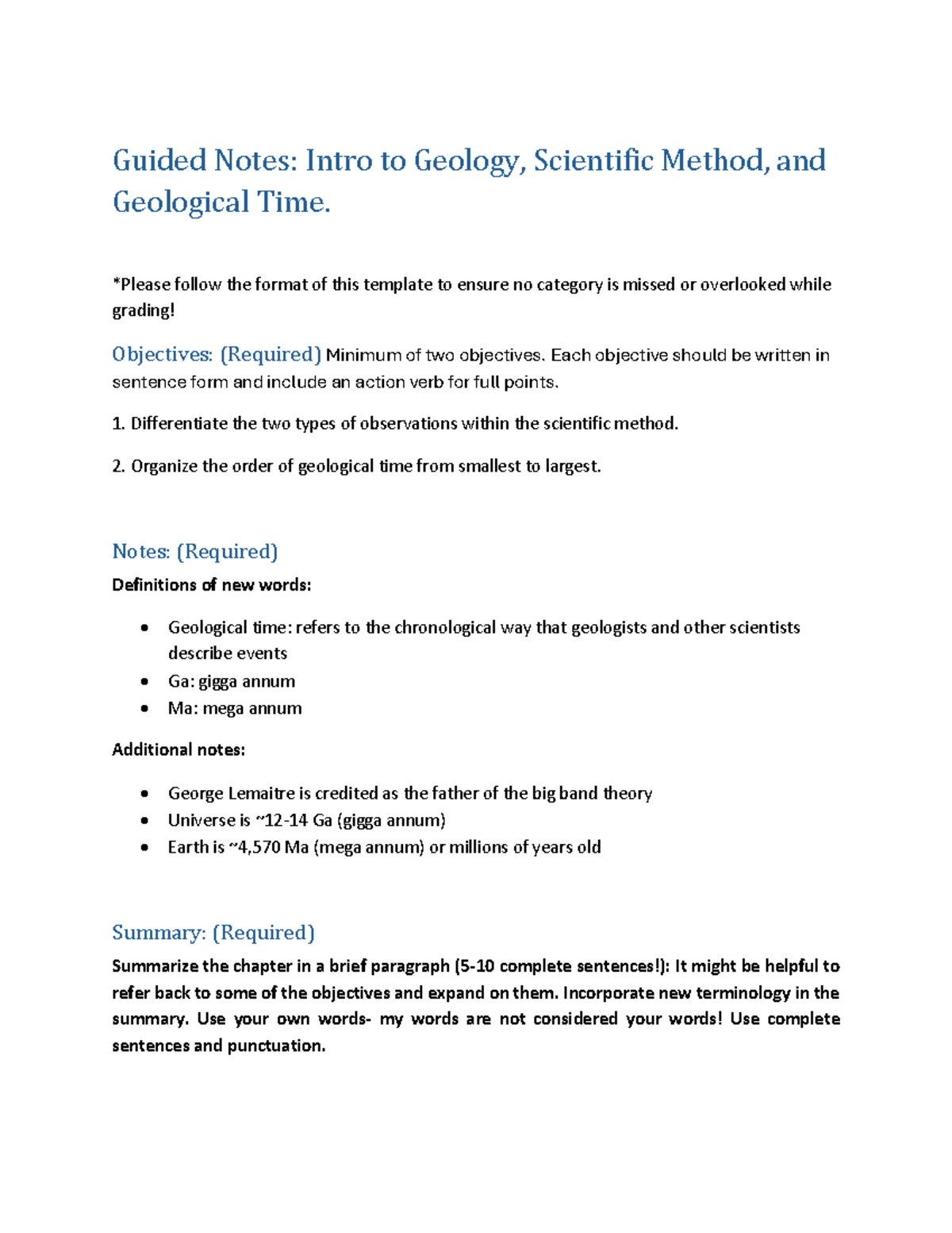 Guided Notes: Geology, Scientific Method & Geological Time - Studocu