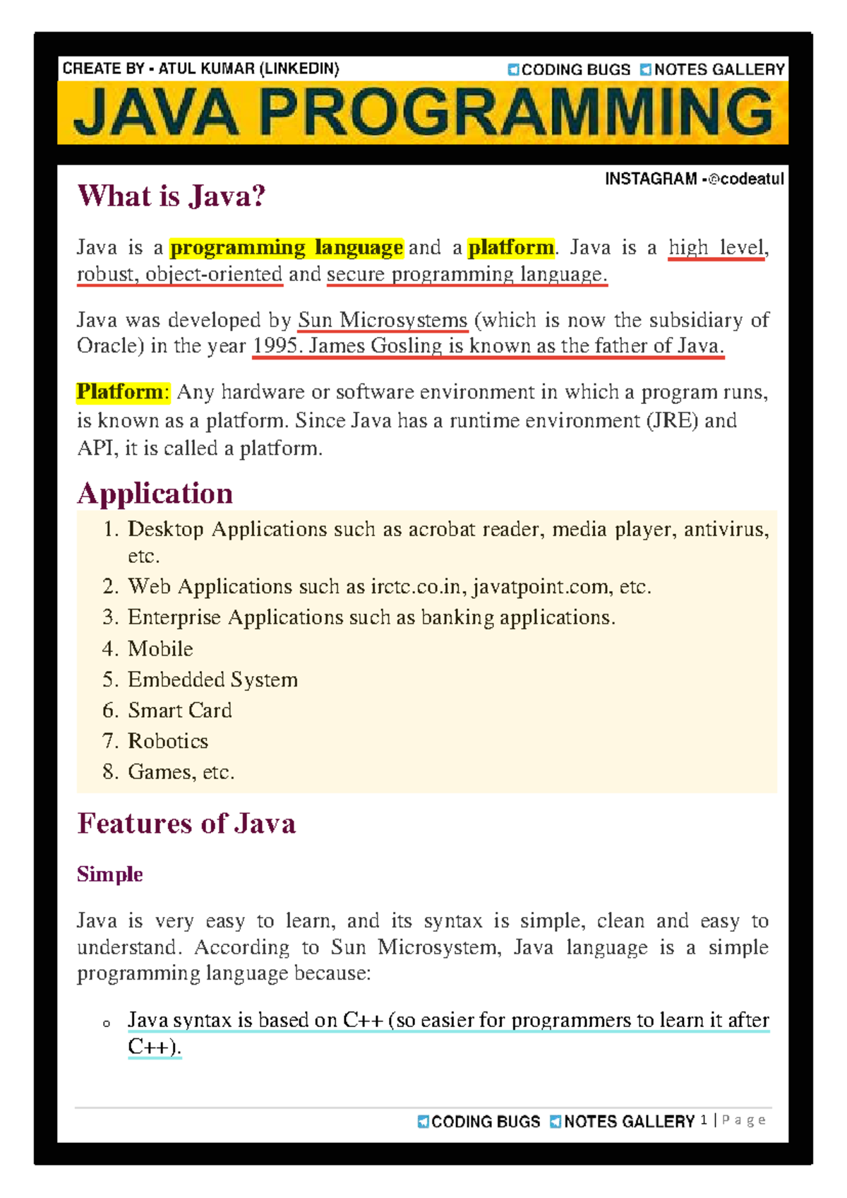 JAVA Programming: Comprehensive Notes and Concepts - Studocu