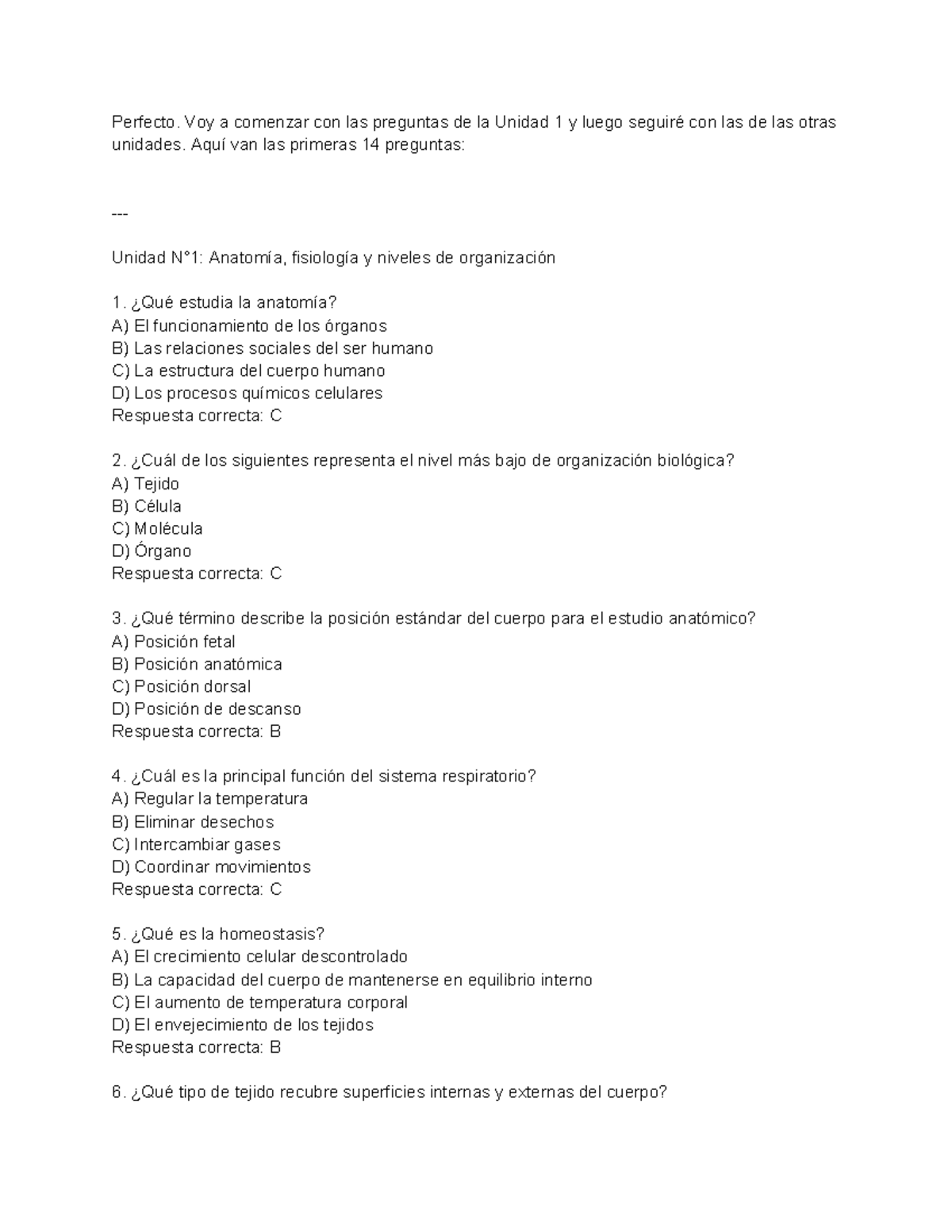 Examen de Anatomía - Unidad 1 y 2: Preguntas y Respuestas - Studocu