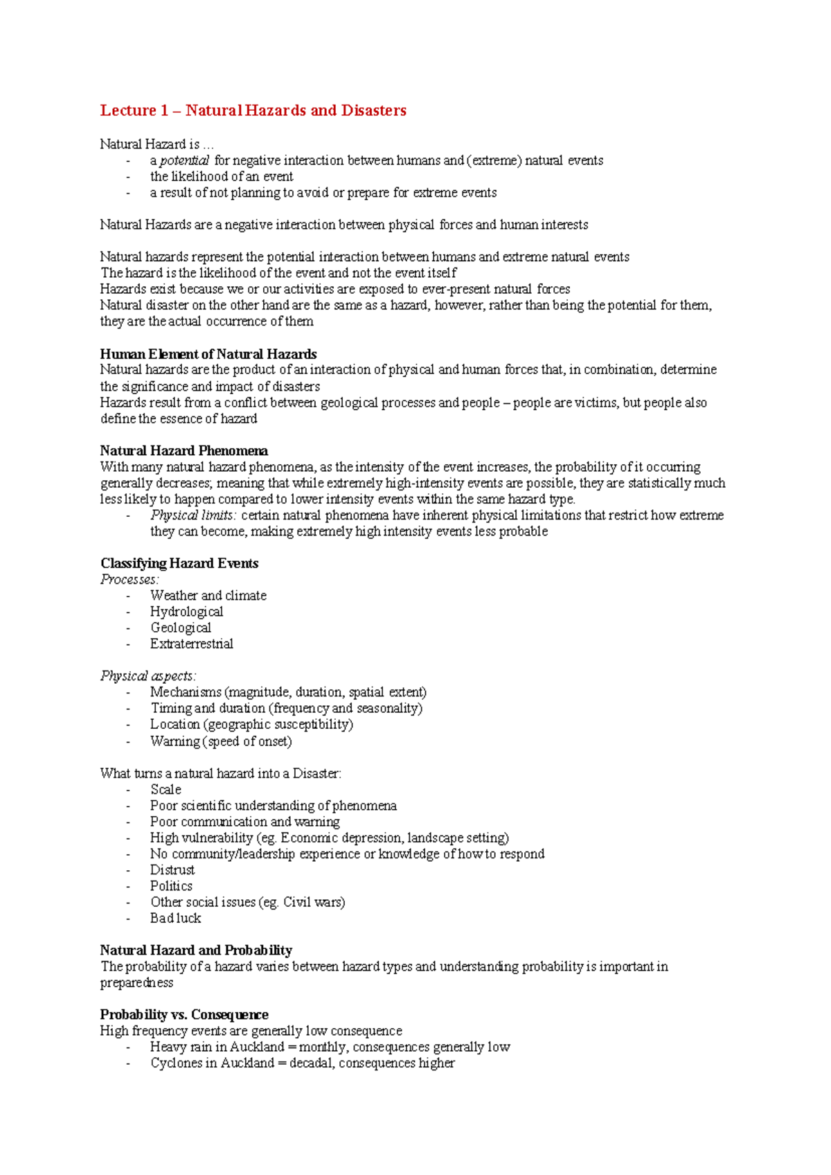 Earthsci 105 Lecture Notes: Natural Hazards, Plate Tectonics ...