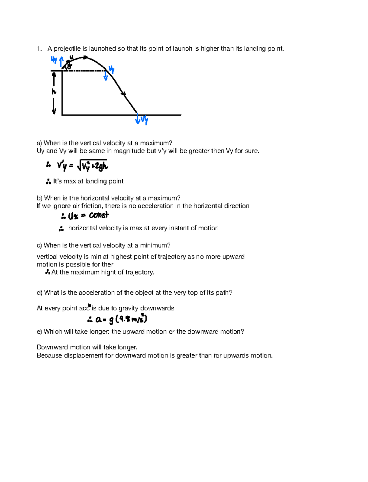 Projectile Motion and Aim in Physics - Studocu
