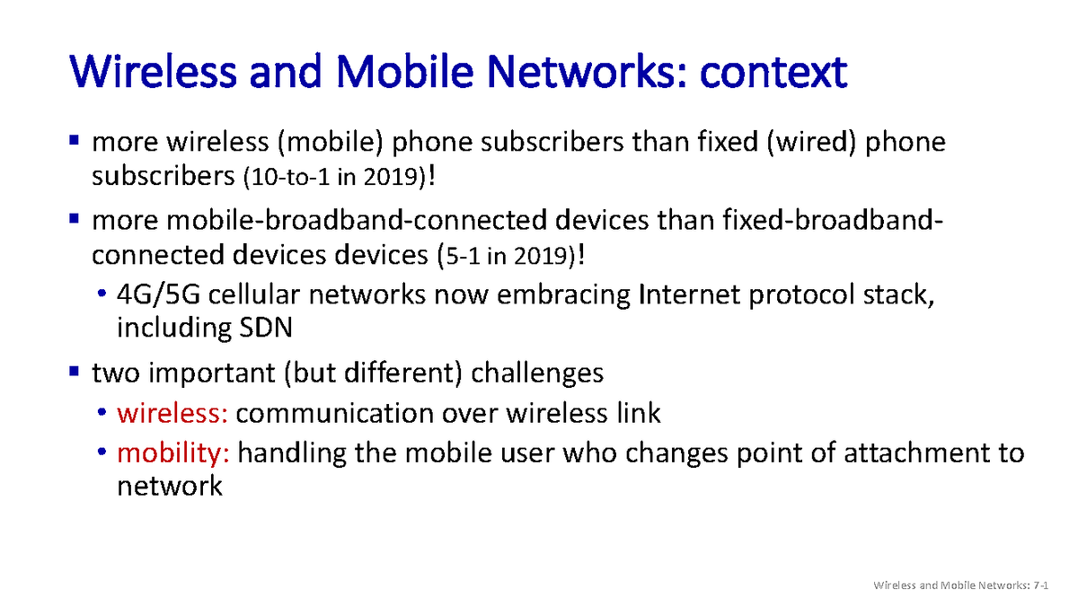 Chapter 7 - Wireless and Mobile Networks Lecture Slides Summary - Studocu