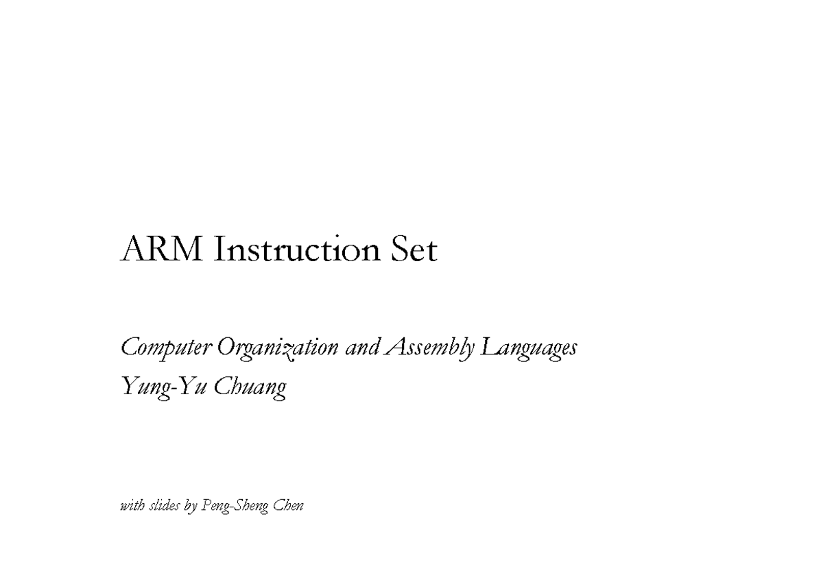 Session 7 - ARM-ISA-PPT - ARM Instruction Set Computer Organization and ...