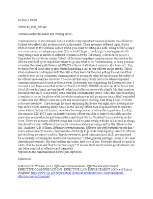 Responsibilities of First Officer on Scene - Andrea Street CJUST230_D07 ...