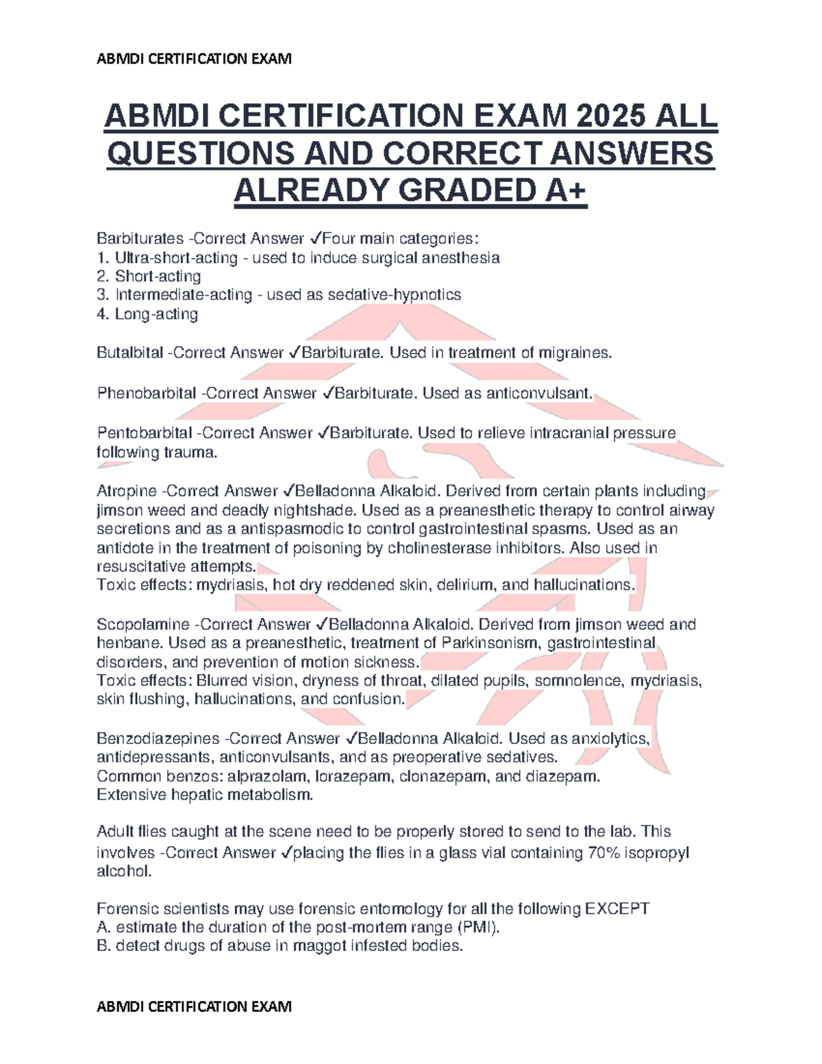 ABMDI Certification Exam 2025: All Questions & Graded Answers A+ - Studocu