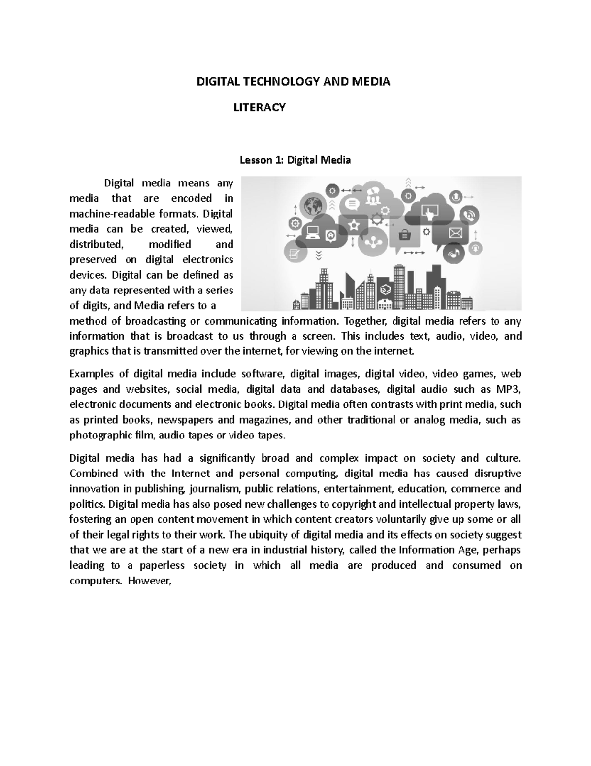 IT01 Chapter 5 - Digital Technology & Media Literacy Overview - Studocu