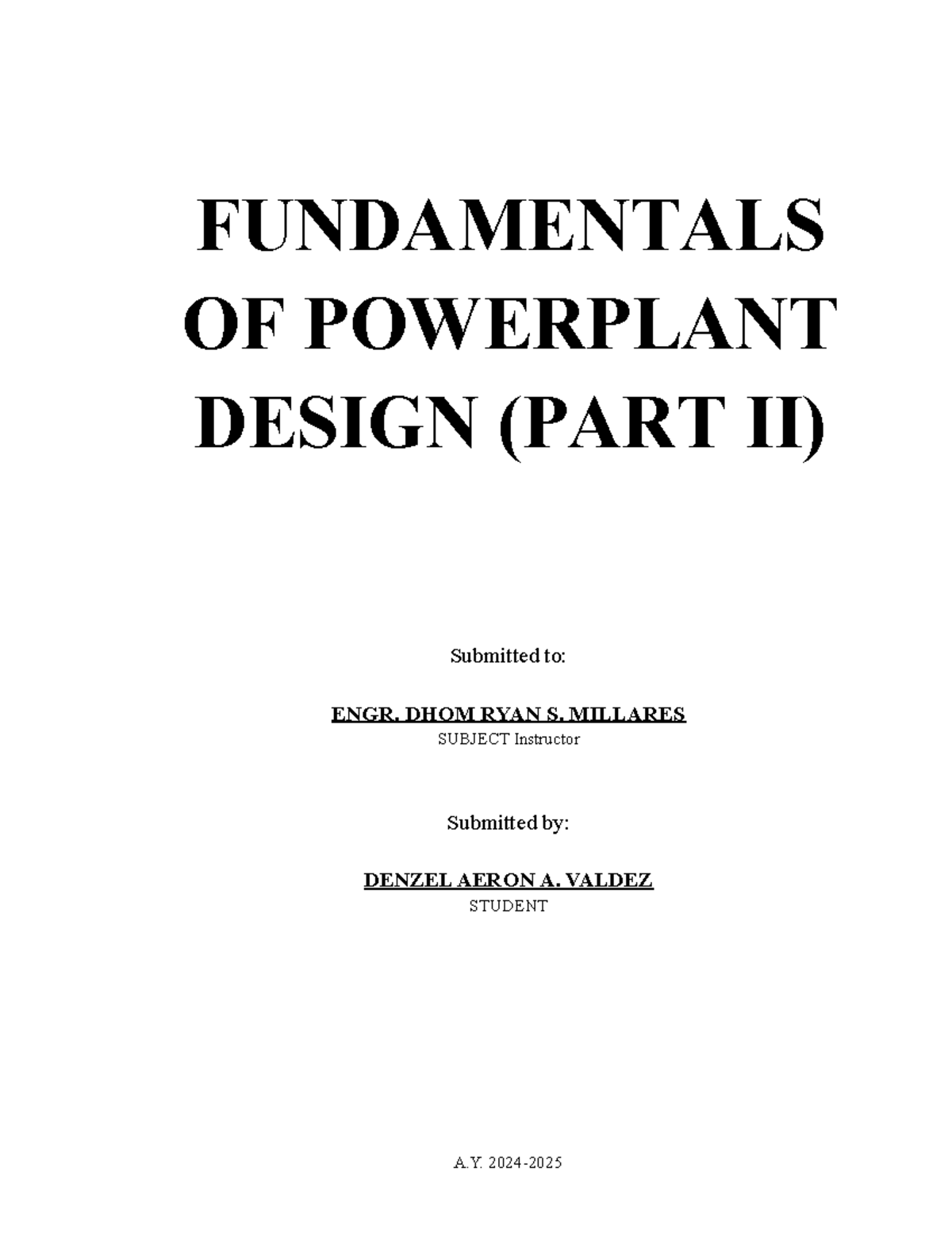 FUNDAMENTALS OF POWERPLANT DESIGN (PART II) - Detailed Overview - Studocu
