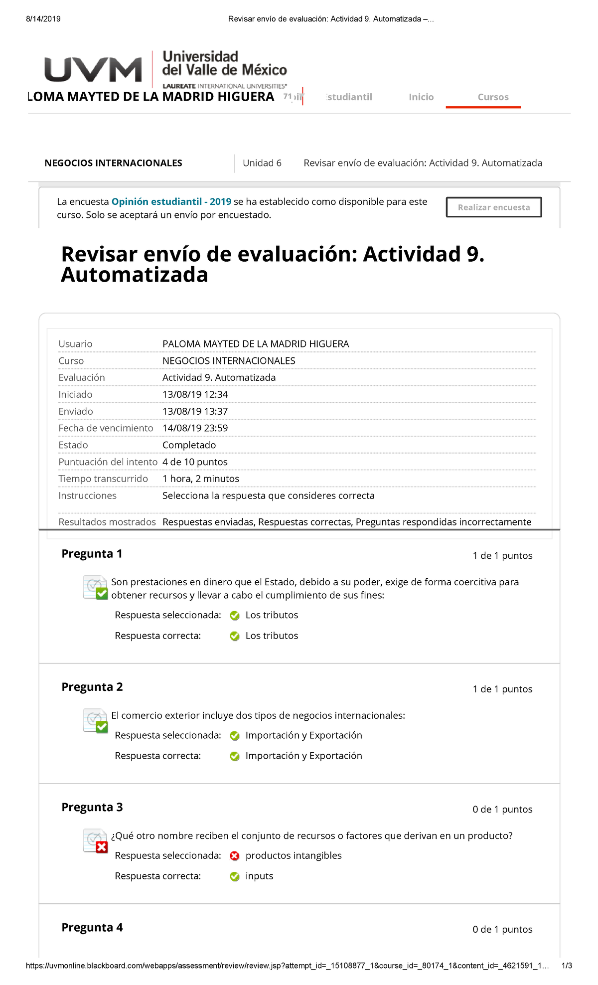 Actividad 9 Automatizada - Negocios Internacionales Evaluación - Studocu