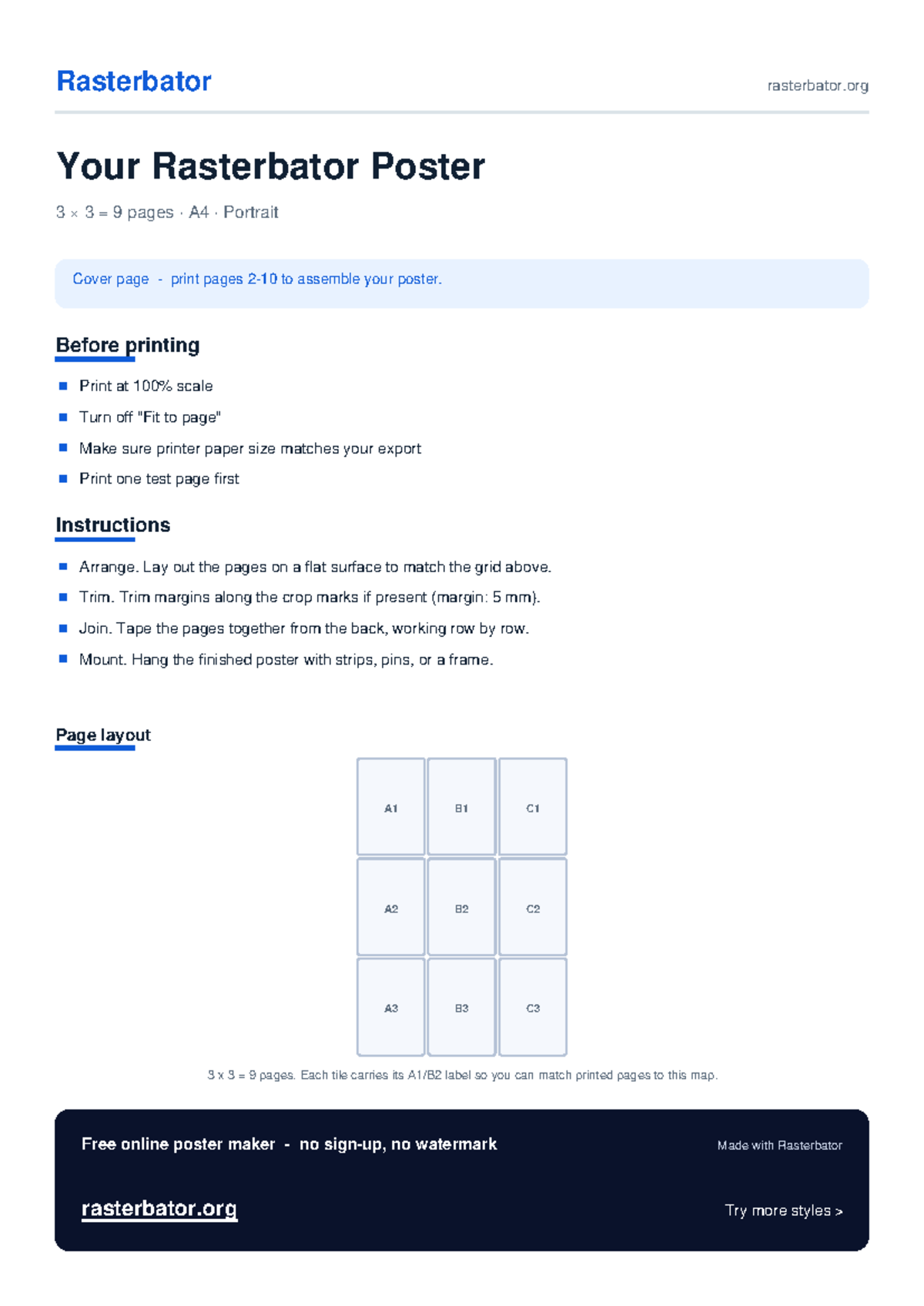 Rasterbator Poster Assembly Instructions - Math Poster Guide - Studocu