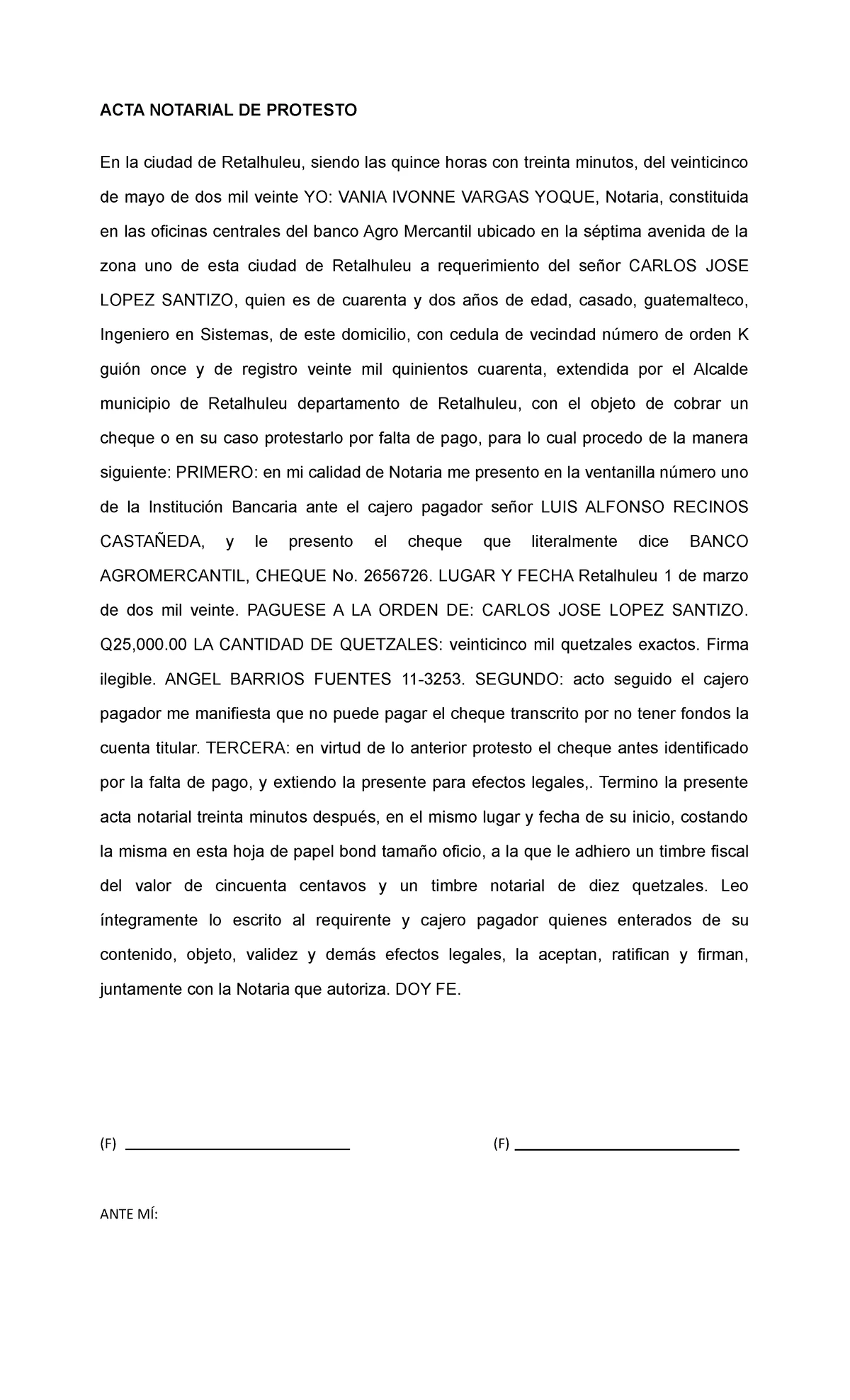 Acta Notarial de Identificación de Persona - Coatepeque 2023 - Studocu