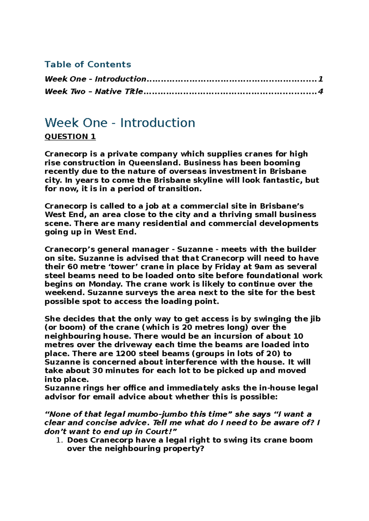Real Property Tutorials up to week 4 - Table of Contents Week One ...