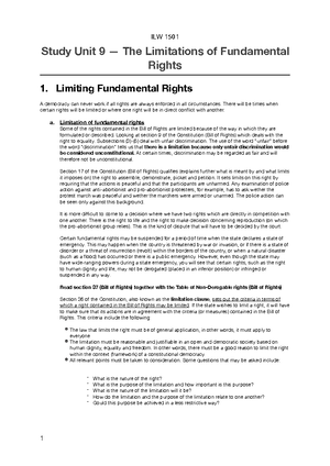 (8) The Bill of Rights- What are Fundamental Rights - ILW 1501 Study ...