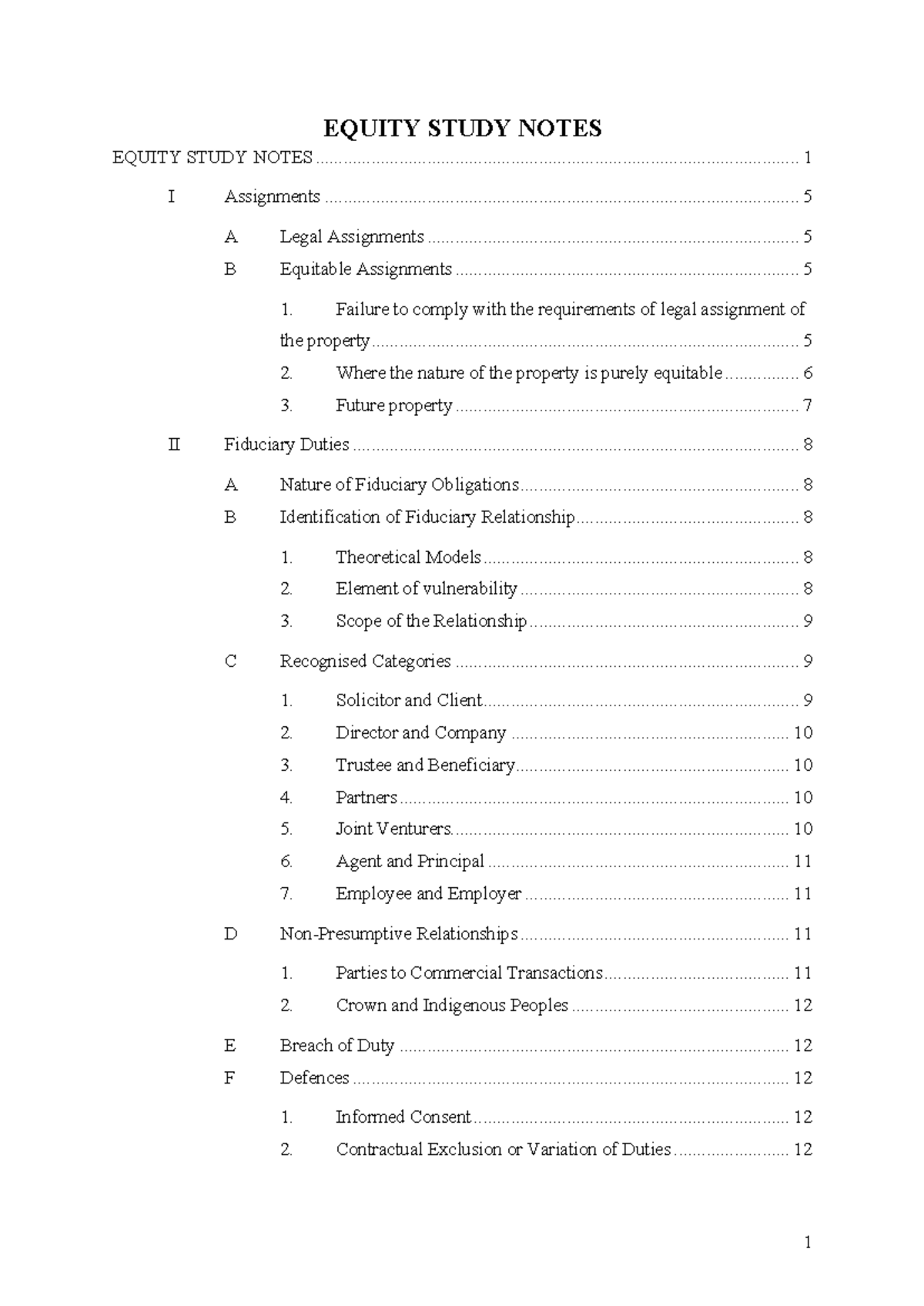 Equity Study Notes: Key Concepts and Principles for Assignments and ...