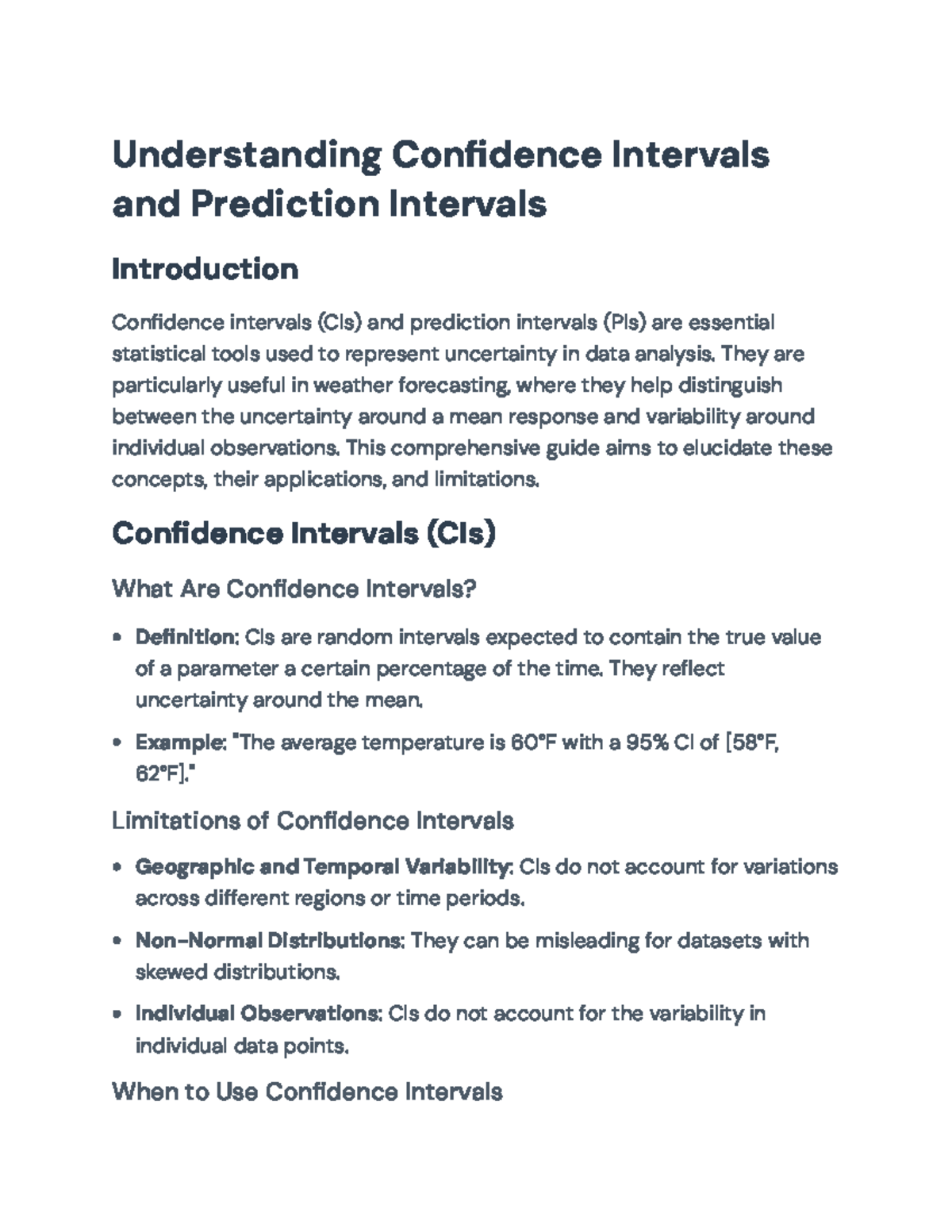 Understanding Confidence and Prediction Intervals in Statistical ...