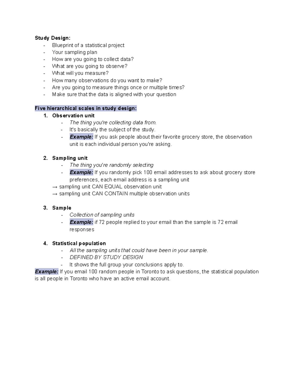 Sampling Units in Study Design: A Statistical Blueprint - Studocu