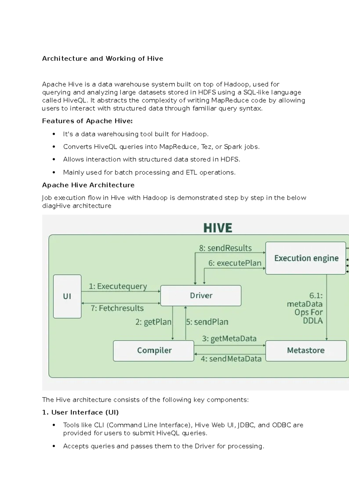 Architecture and Working of Apache Hive - BIGDATA Unit 3 - Studocu