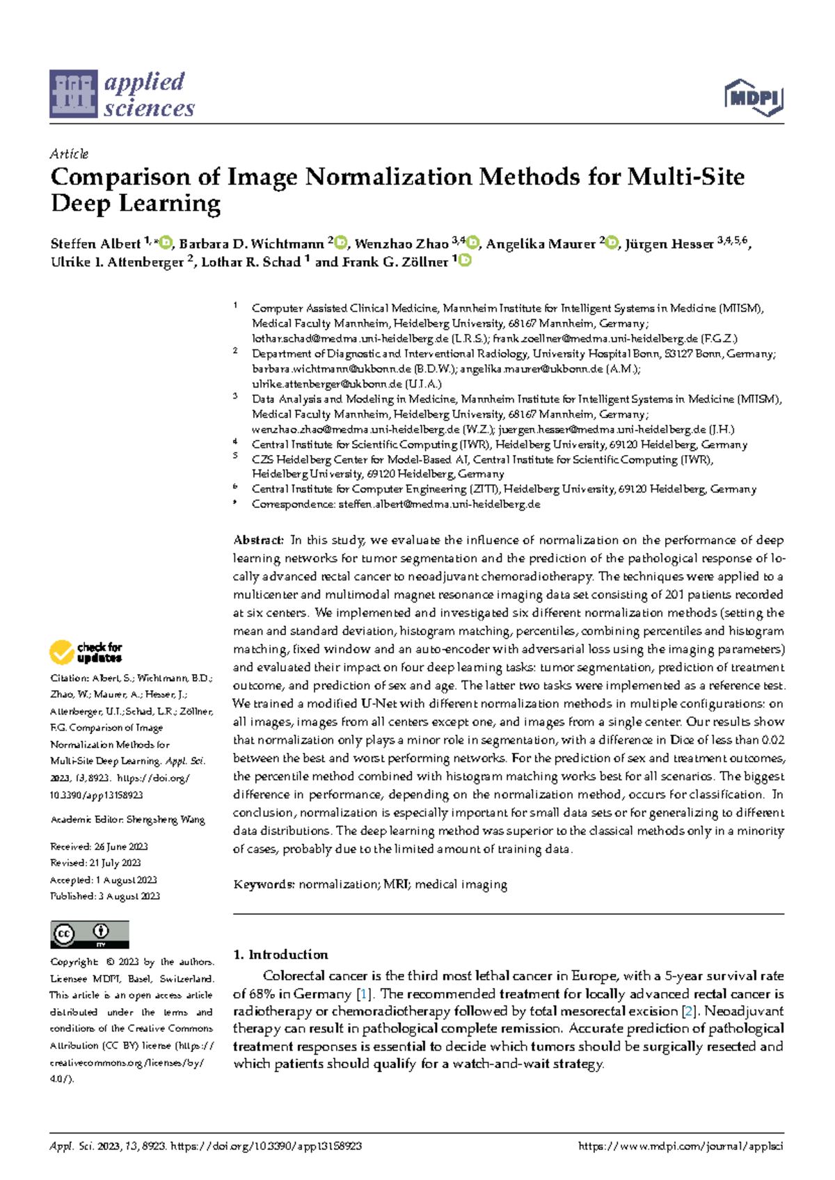 Applied Sciences 2023: Comparison of Image Normalization Methods for ...
