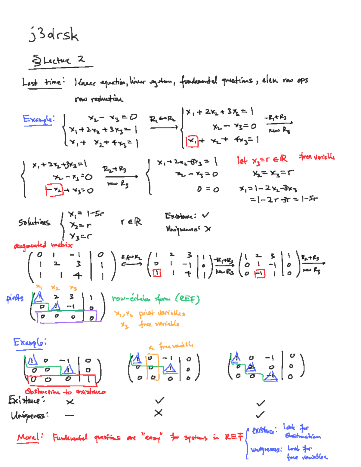 j3drsk S Lecture 2: Linear Equations and Row Reduction Techniques - Studocu
