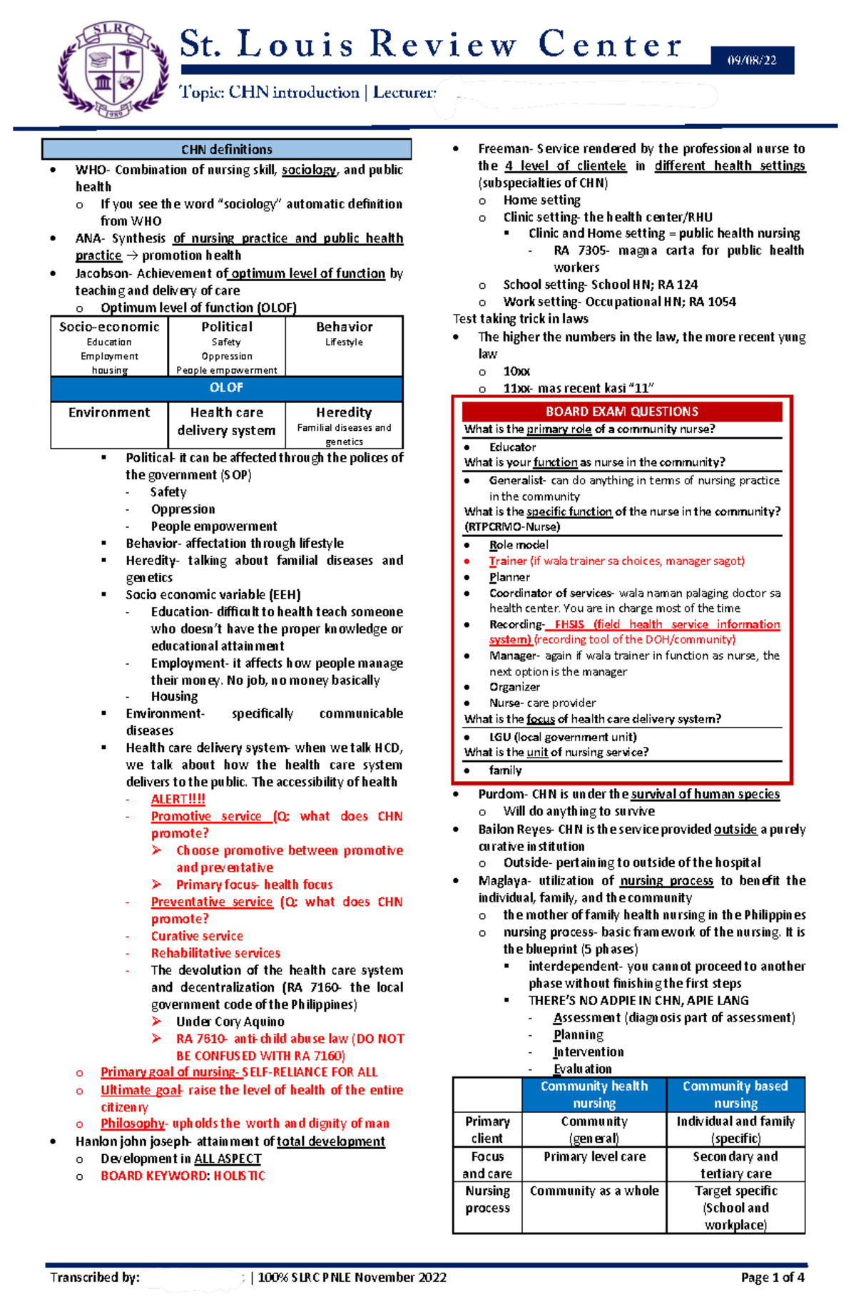 CHN Overview: Public Health Nursing, COPAR, and Local Health Systems ...