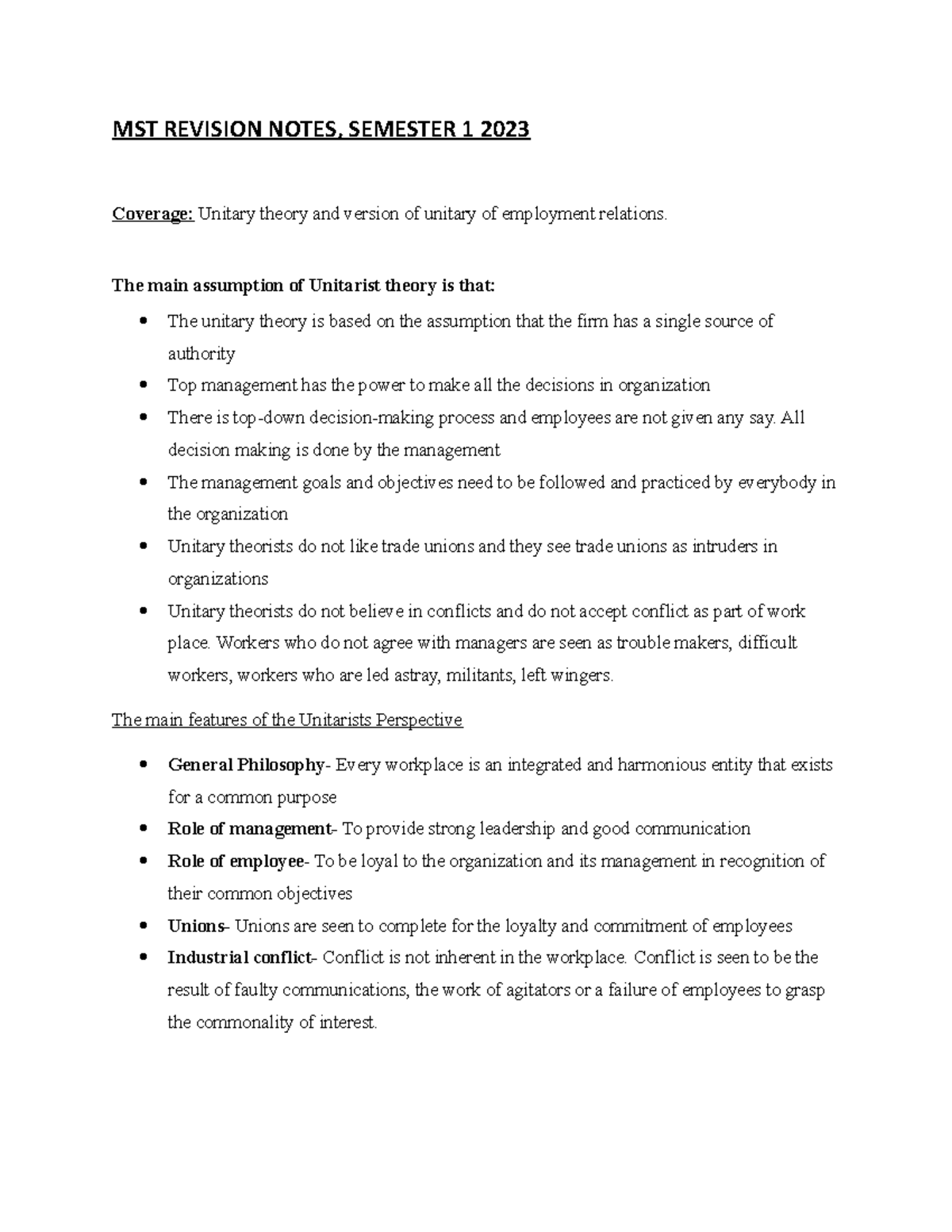 MST Revision Notes - MST REVISION NOTES, SEMESTER 1 2023 Coverage ...