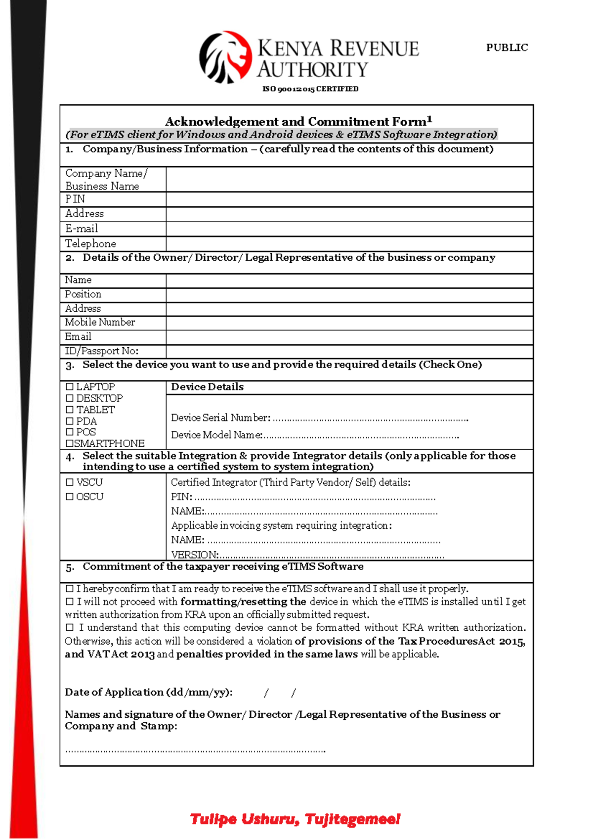 eTIMS Software Integration Acknowledgement Form for Clients - Studocu