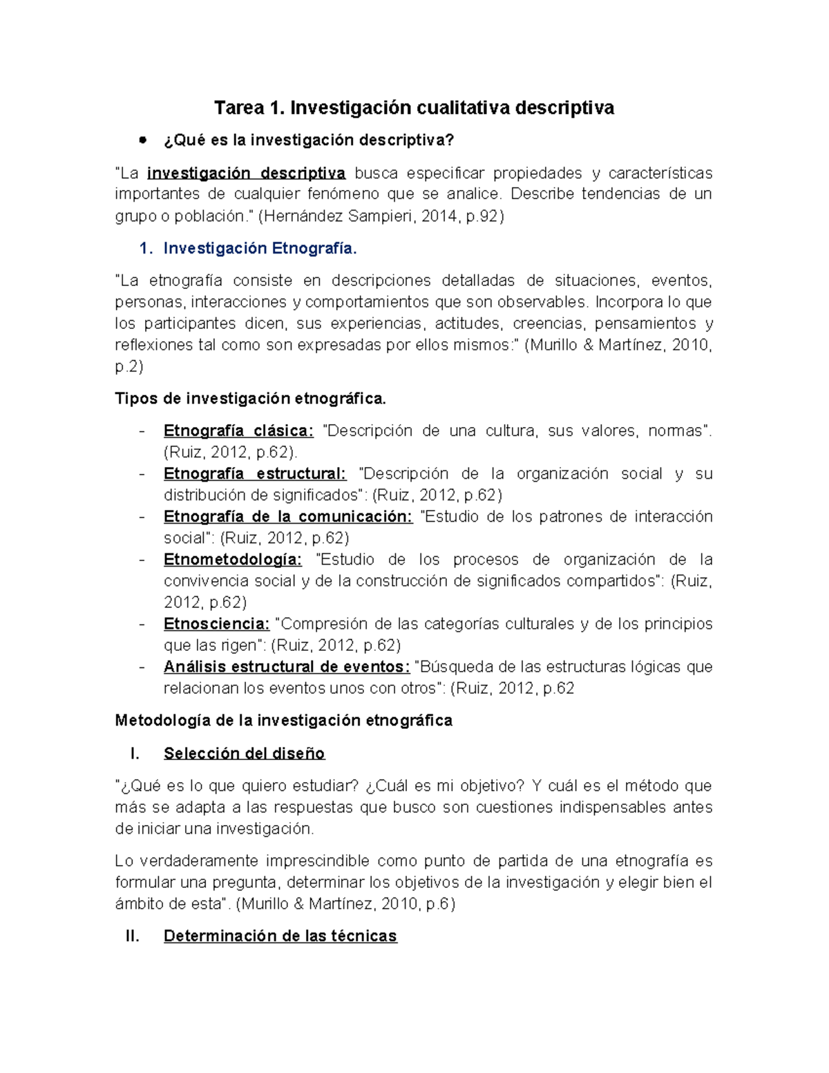 Tarea 1: Investigación Cualitativa Descriptiva y Etnográfica - Studocu