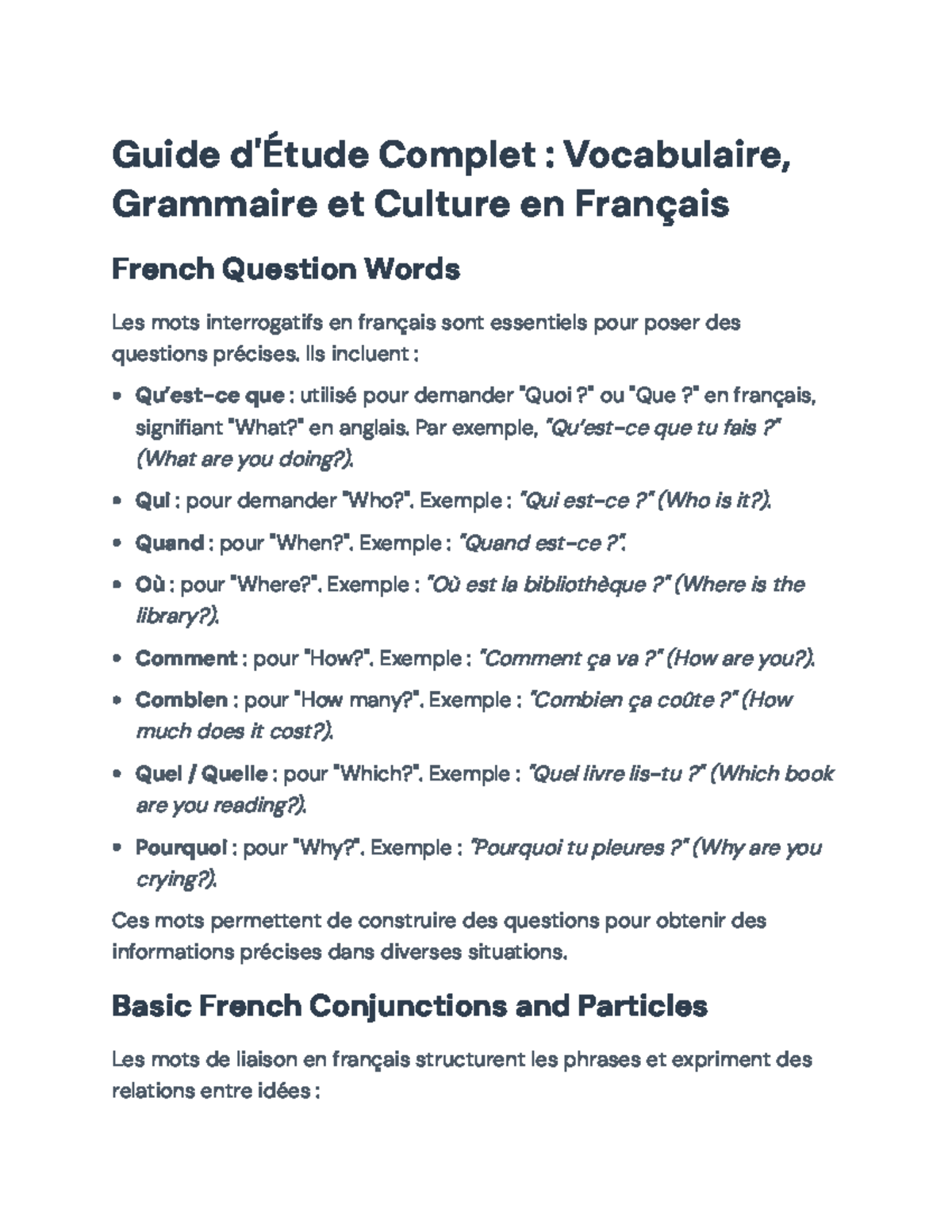 Guide d'Étude: Vocabulaire, Grammaire et Culture Française (Unité 4 ...