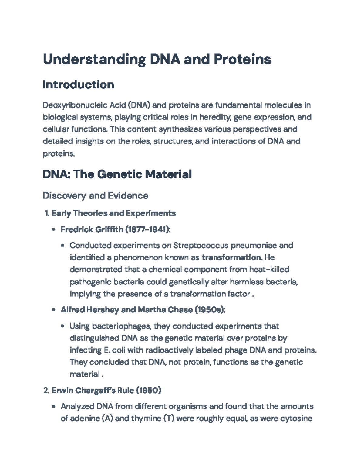 Understanding DNA and Proteins: Structure, Function, and Gene ...