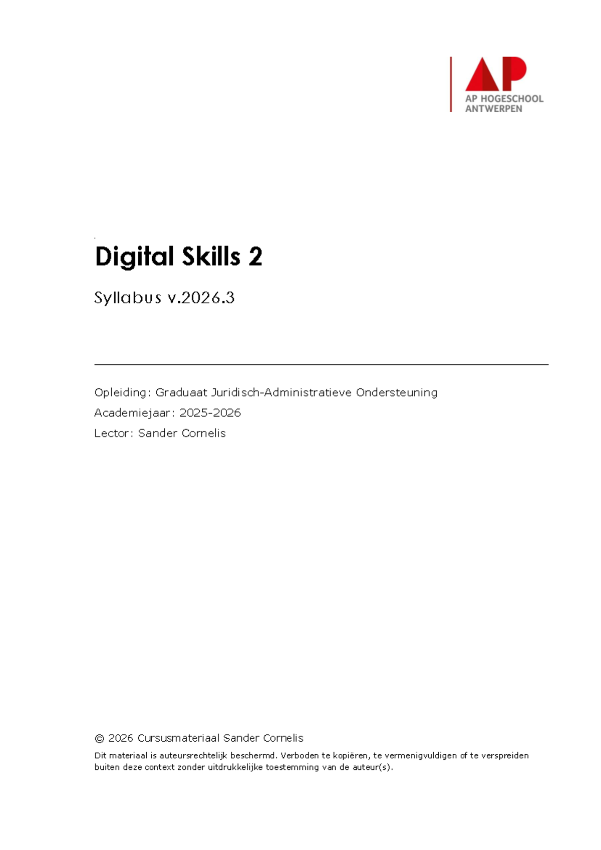 Digital Skills 2 Syllabus (2026) - MS Excel Instructies en Oefeningen ...