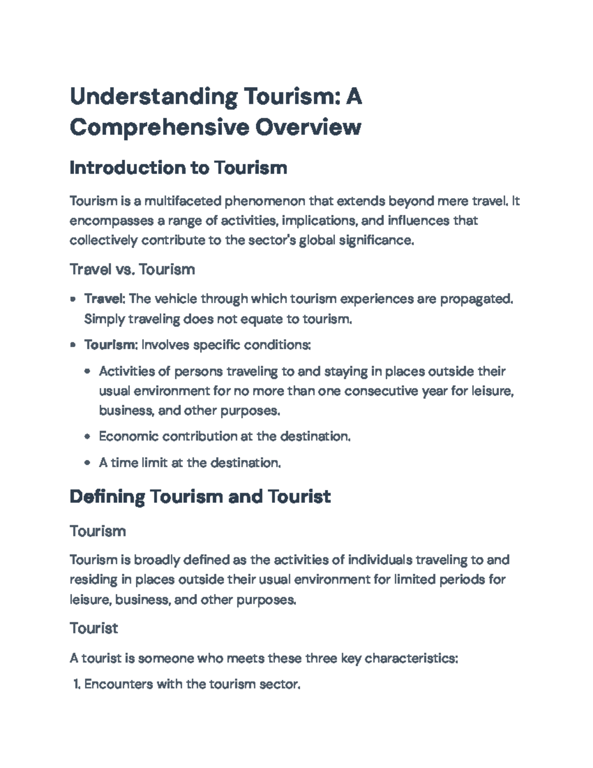 Understanding Tourism: Key Concepts and Economic Impact (Tourism 101 ...