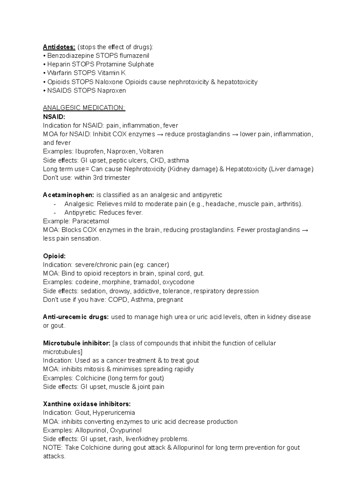Pharmacology Notes: Key Drug Mechanisms and Indications - Studocu