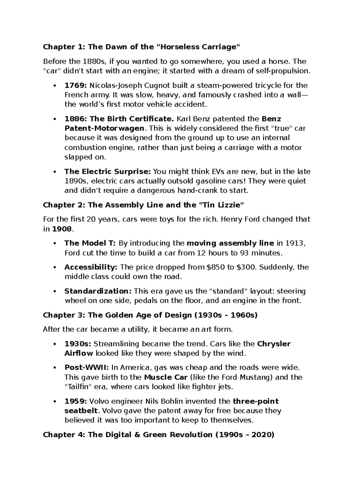 History of Cars: From Horsepower to Electric Revolution (Course Code ...