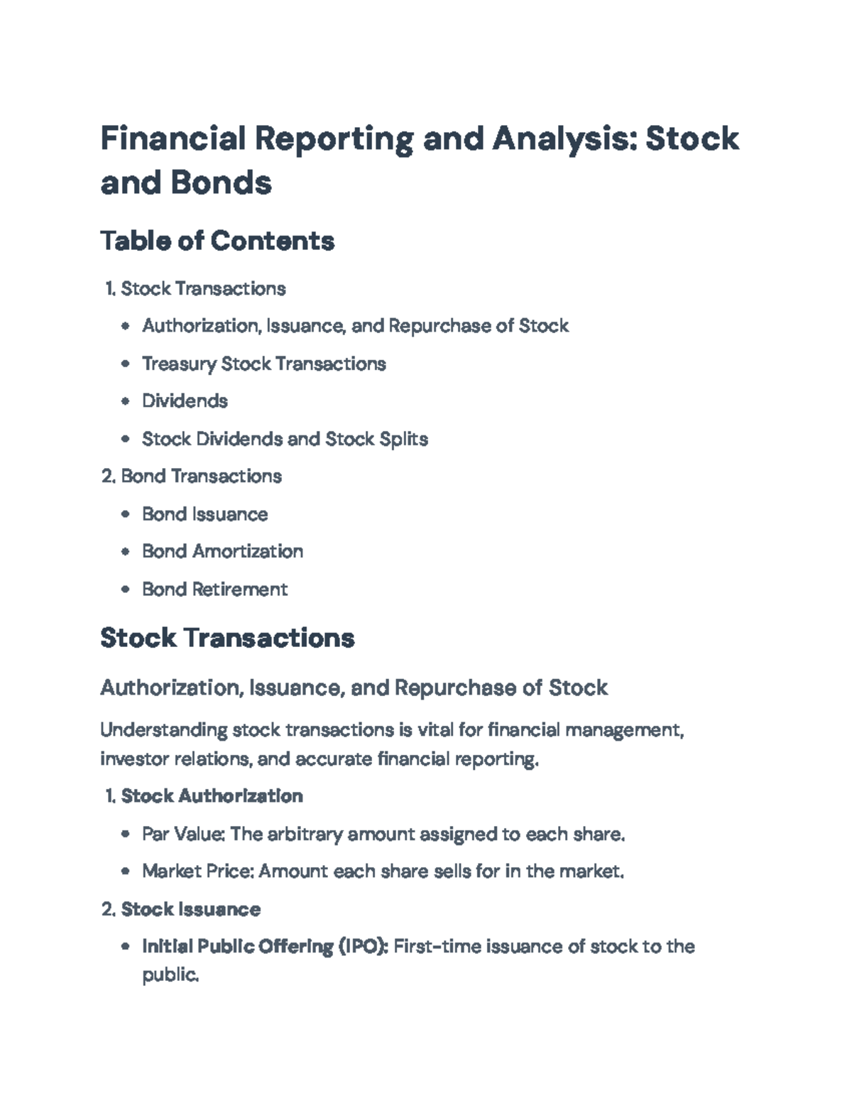 Financial Reporting and Analysis: Stock and Bond Transactions ...