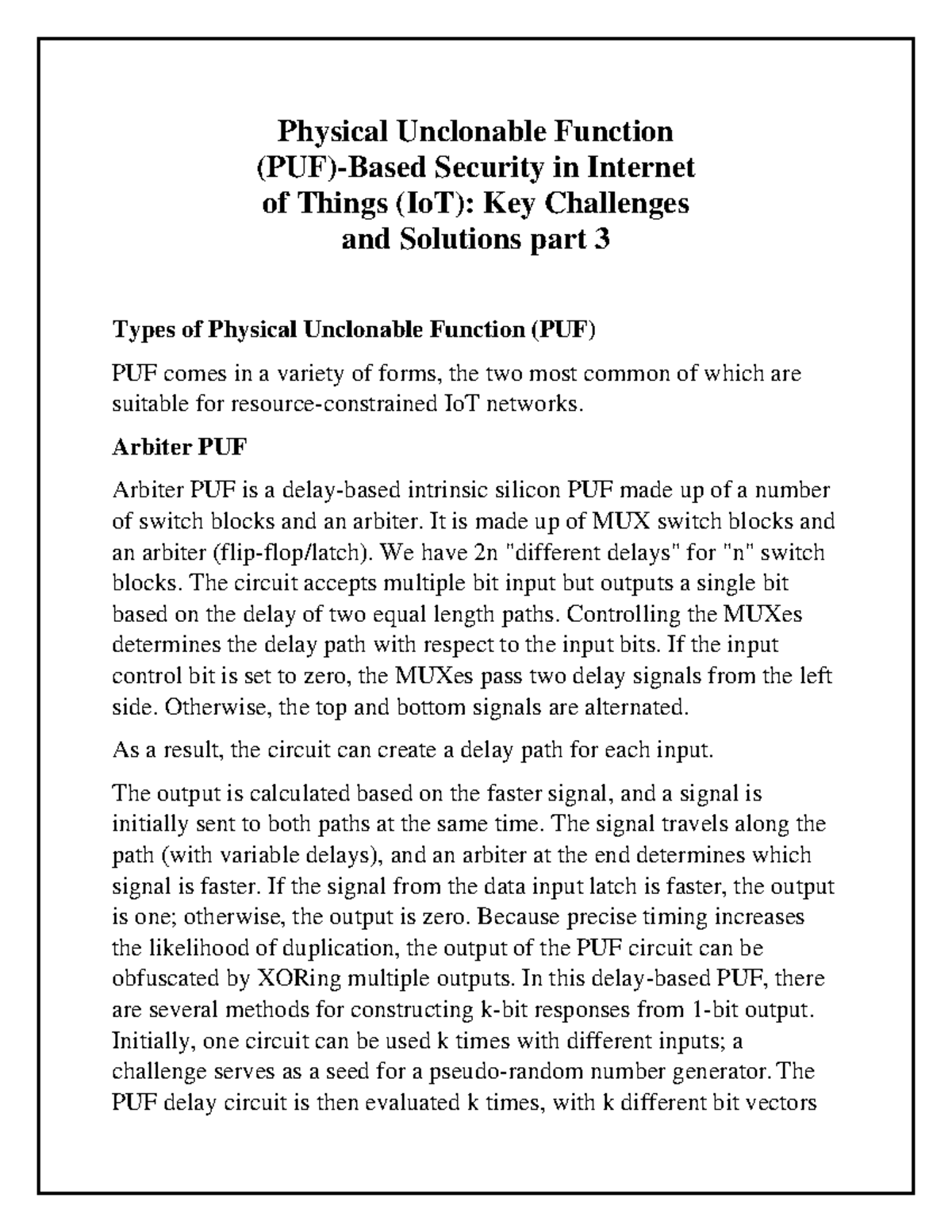 Physical Unclonable Function part 3 - Physical Unclonable Function (PUF ...