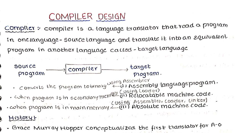 Compiler Design Notes (COMPILER DESIGN) - Studocu