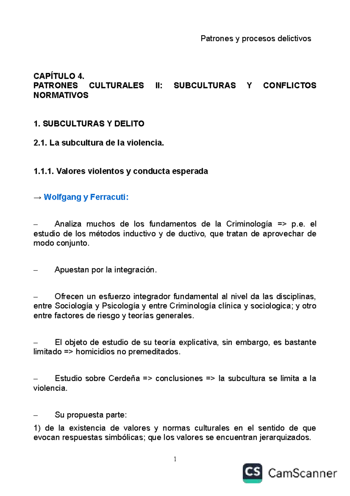 CAPÍTULO 4: PATRONES CULTURALES NORMATIVOS II - SUBCULTURAS Y DELITO ...