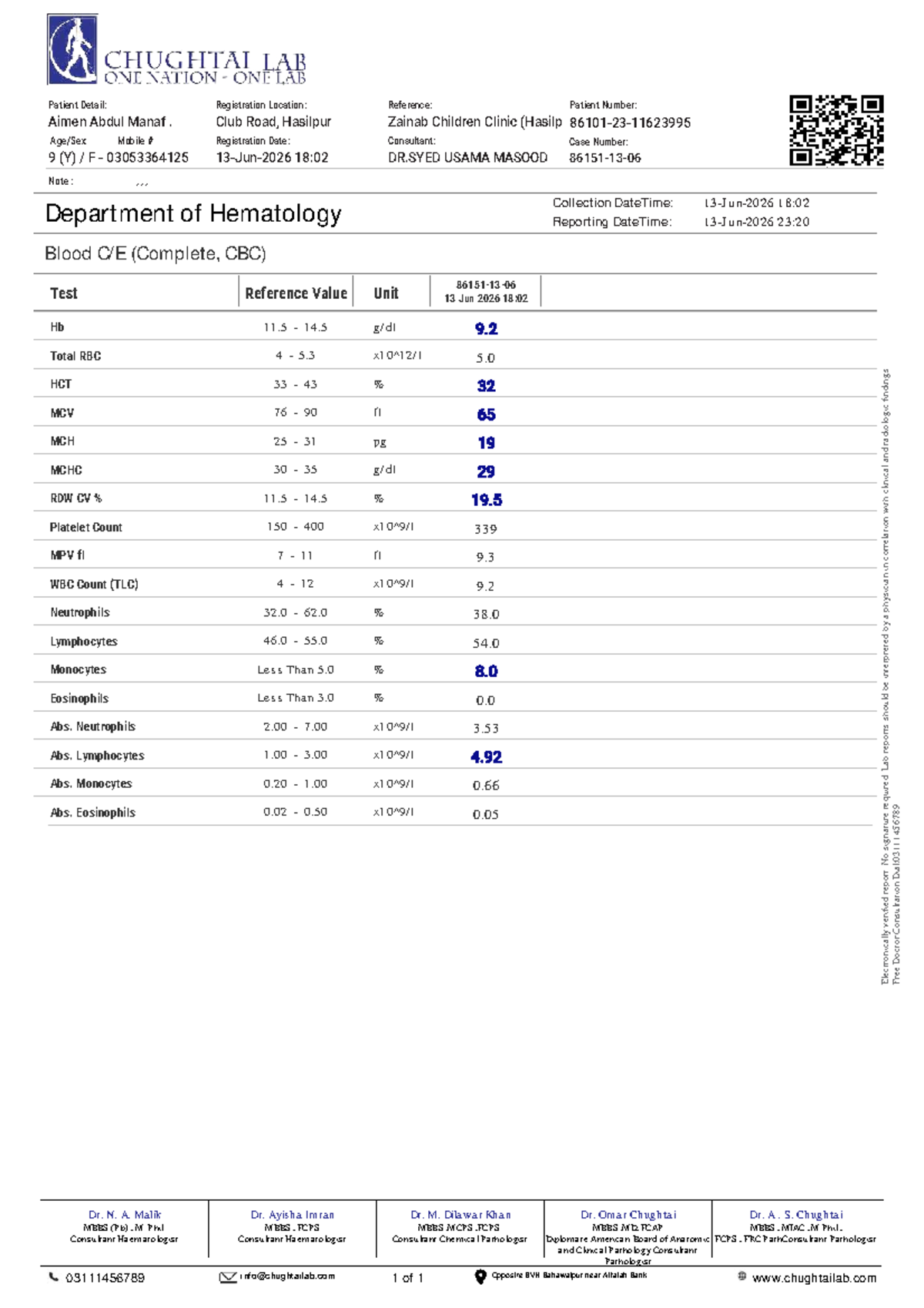 Patient Case Report: Hematology Lab Results & Consultations - Studocu