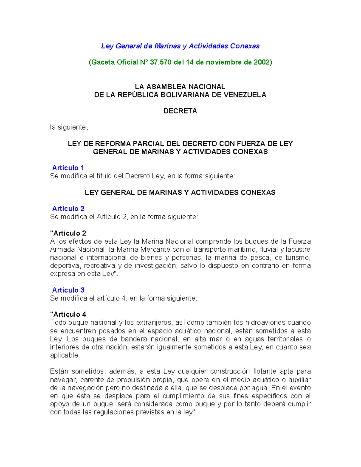 Ley General de Marinas y Actividades Conexas - Reforma Parcial 2023 ...