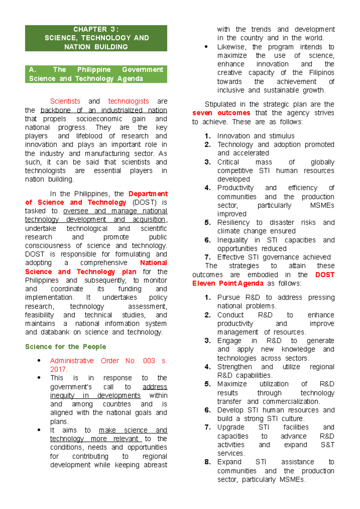 CHAPTER 3: SCIENCE, TECHNOLOGY, AND NATION BUILDING (ST 101) - Studocu