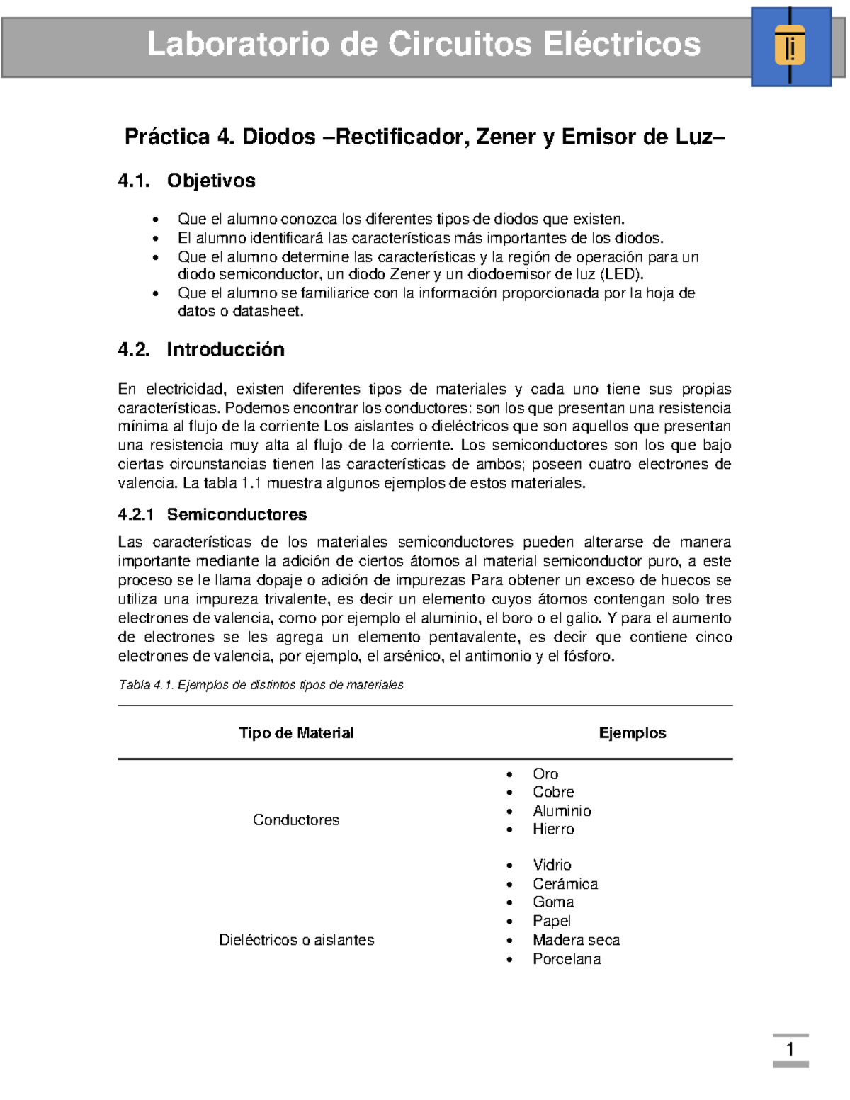 Práctica 4 - C - circuitos - Práctica 4. Diodos – Rectificador, Zener y Emisor de Luz– 4 ...