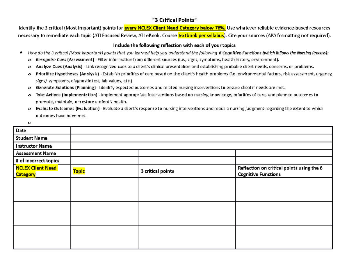 Focused Review - Remediation Document to use for 3 Critical Points - “3 ...