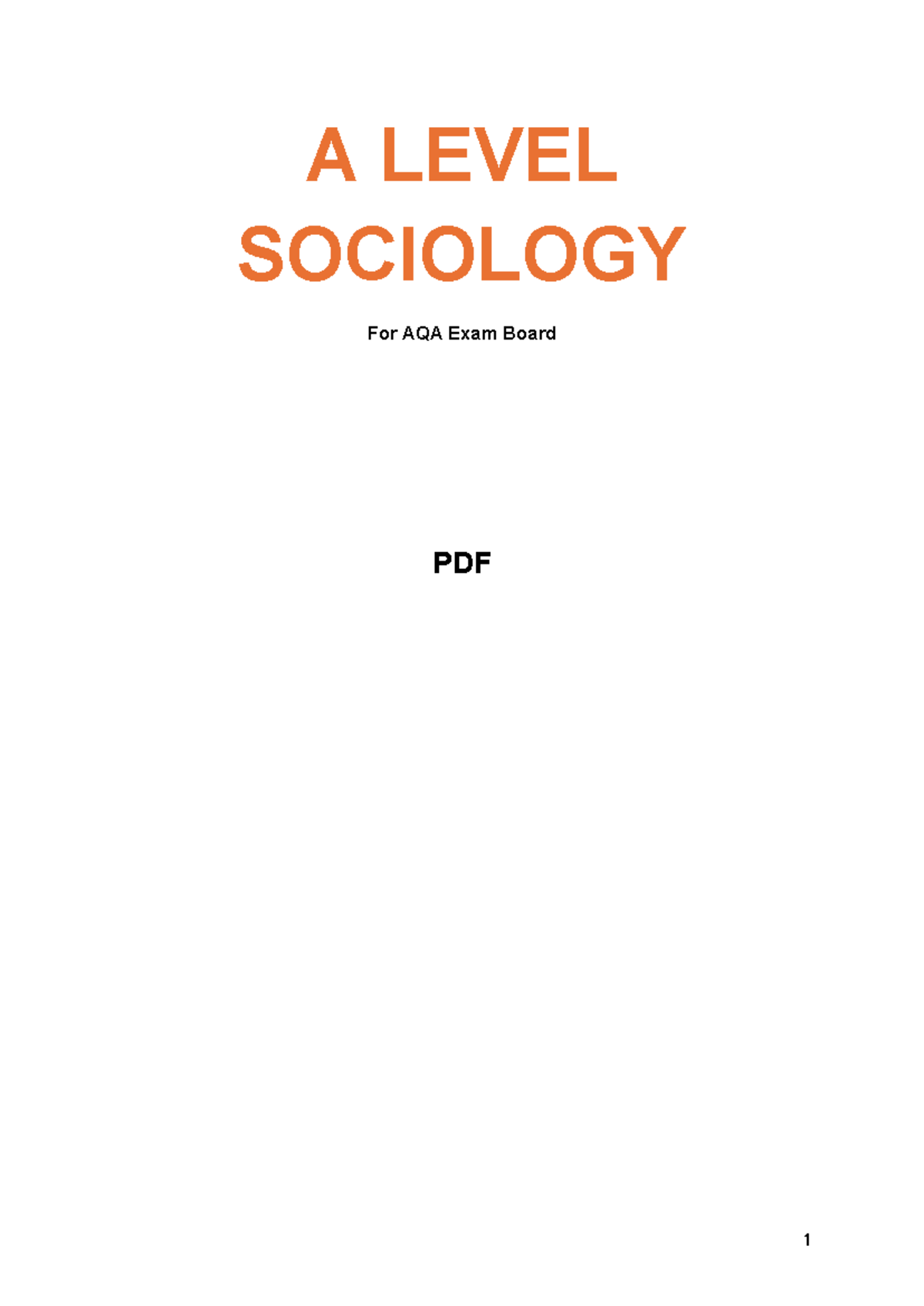 AQA A Level Sociology 2025: Comprehensive Study Guide - Studocu