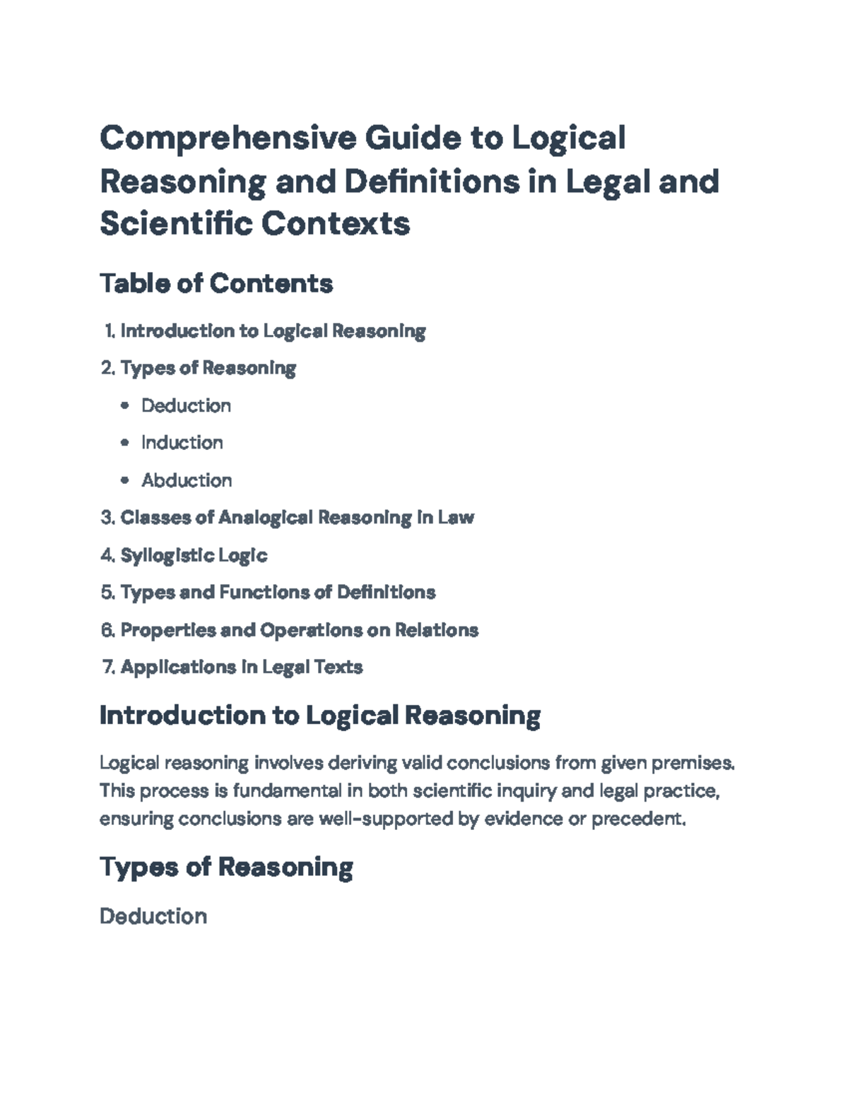 Logical Reasoning and Definitions in Legal and Scientific Contexts ...