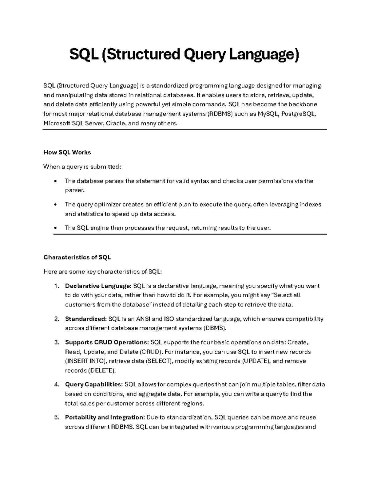 SQL (Structured Query Language) Notes: Understanding Data Management ...