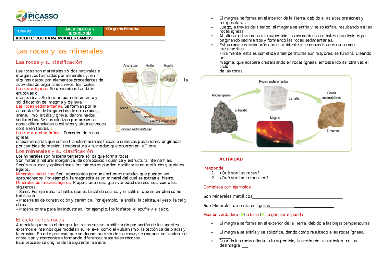 Hoja De Trabajo Sobre Las Propiedades De Las Rocas 297x243