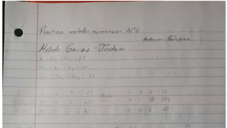 Práctica N°6: Métodos Numéricos - Gauss Jordan y Gauss Seidel - Studocu