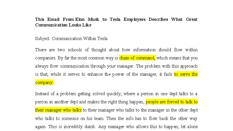 This Email From Elon Musk - By far the most common way is chain of ...