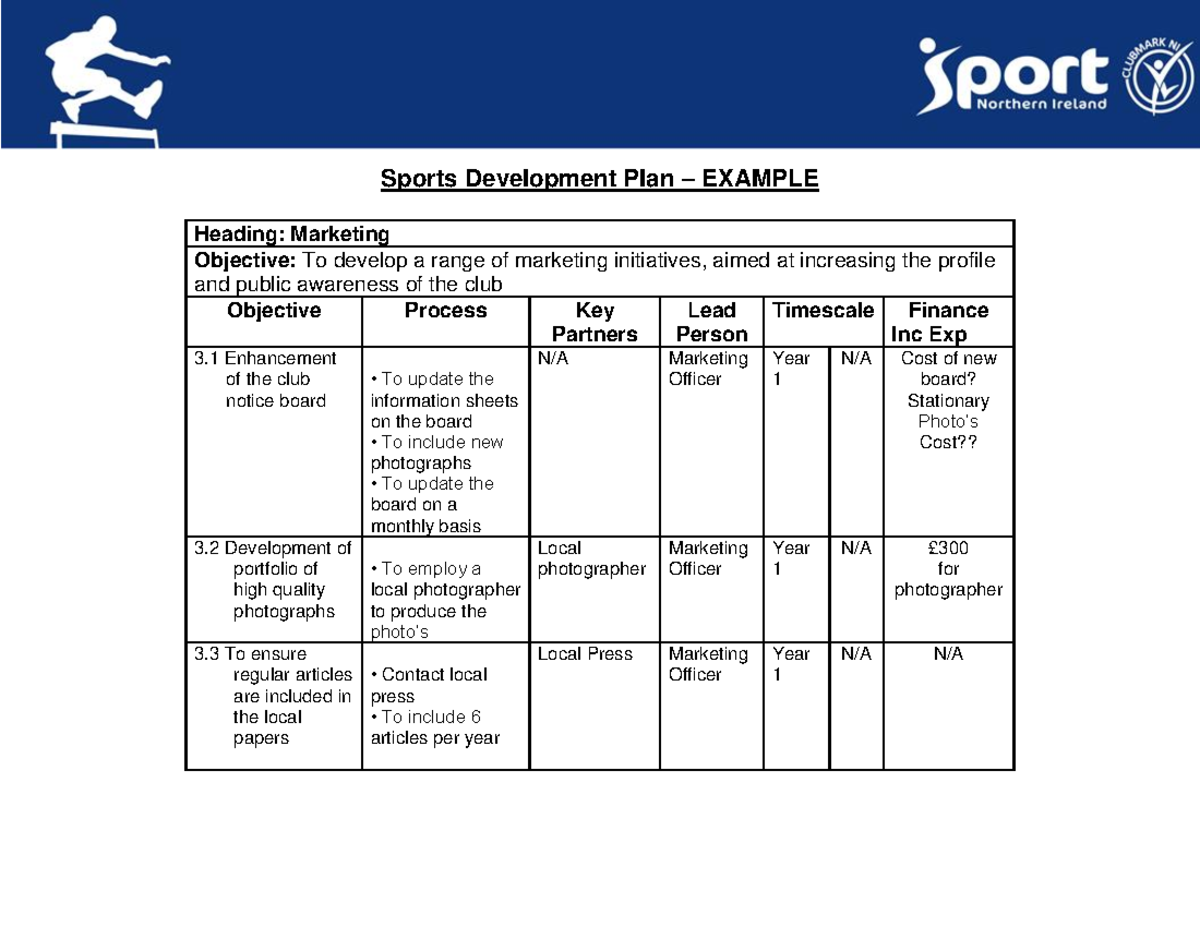 307321320 Sports Development Plan Template for Clubs and Coaches - Studocu