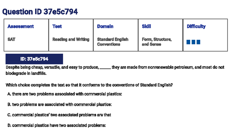 SAT Reading & Writing Standard English Form, Structure, Conventions ...